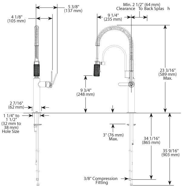Litze® | Semi-Professional Kitchen Faucet - Industrial Handle