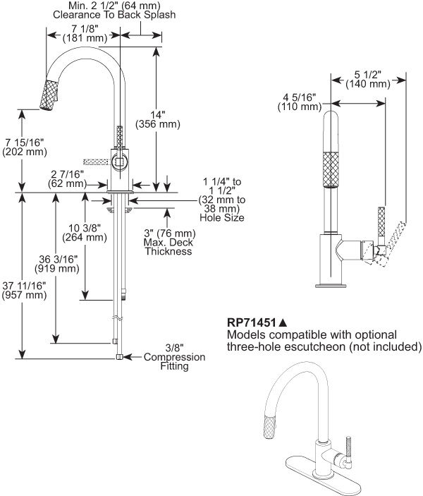 Litze® | Pull-Down Prep Faucet with Arc Spout - Knurled Handle