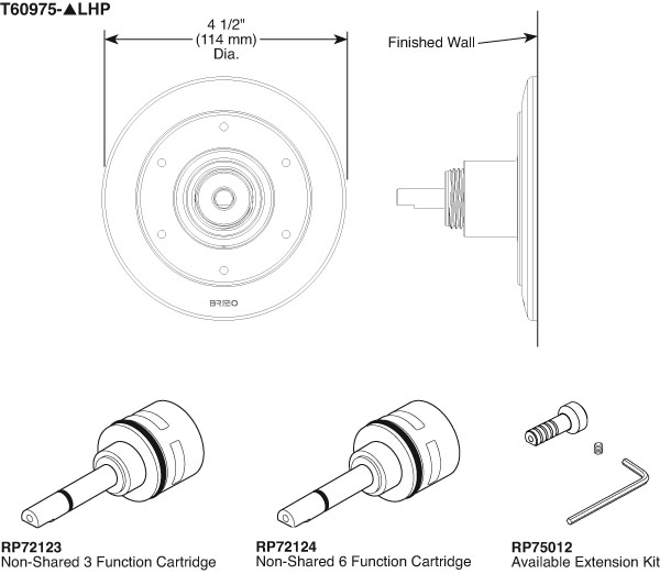 Odin® | 6-Function Diverter Trim - Less Handle