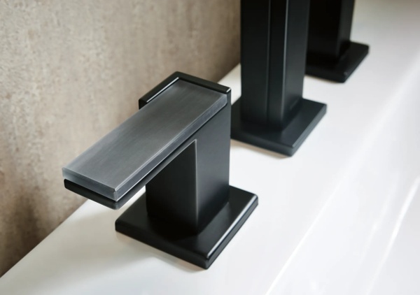 Siderna® | Widespread Lavatory and Bidet Solar Gray Glass Lever Handle Kit
