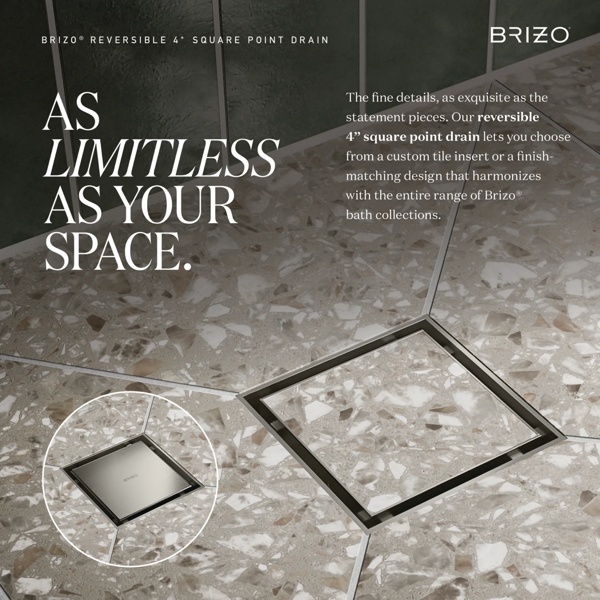 Brizo | 4" Reversible Square Point Shower Drain