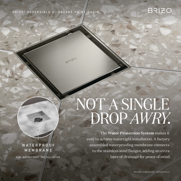 Brizo | 4" Reversible Square Point Shower Drain