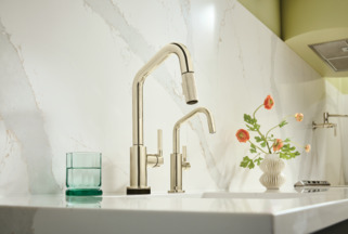 Litze® | Smarttouch Pull-Down Prep Faucet with Angle Spout - Knurled Handle